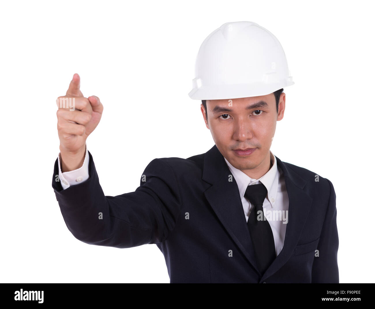 engineer in suit with helmet isoalted on white background Stock Photo ...