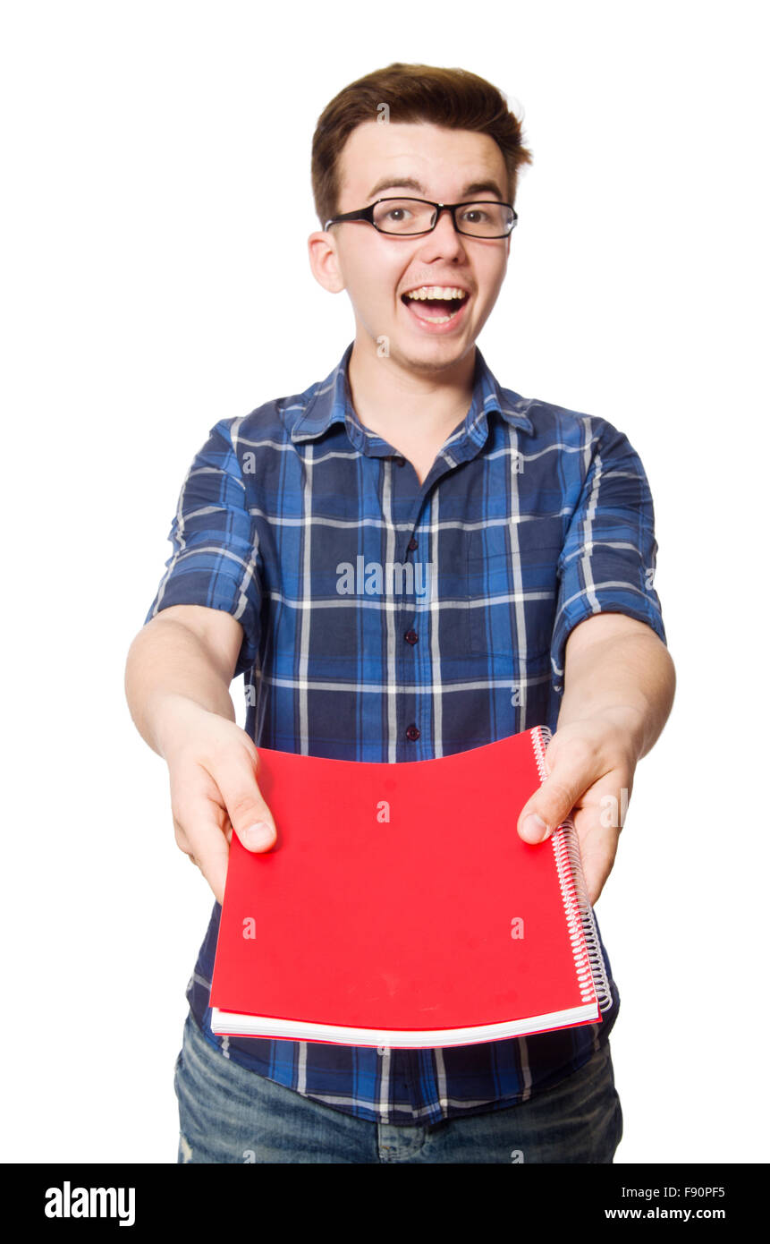 Funny student isolated on white Stock Photo - Alamy