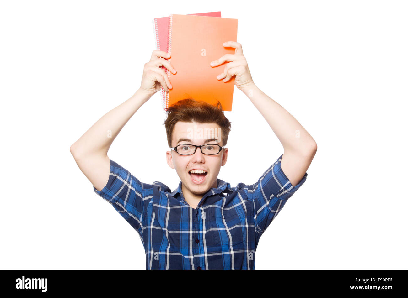 Funny student isolated on white Stock Photo - Alamy