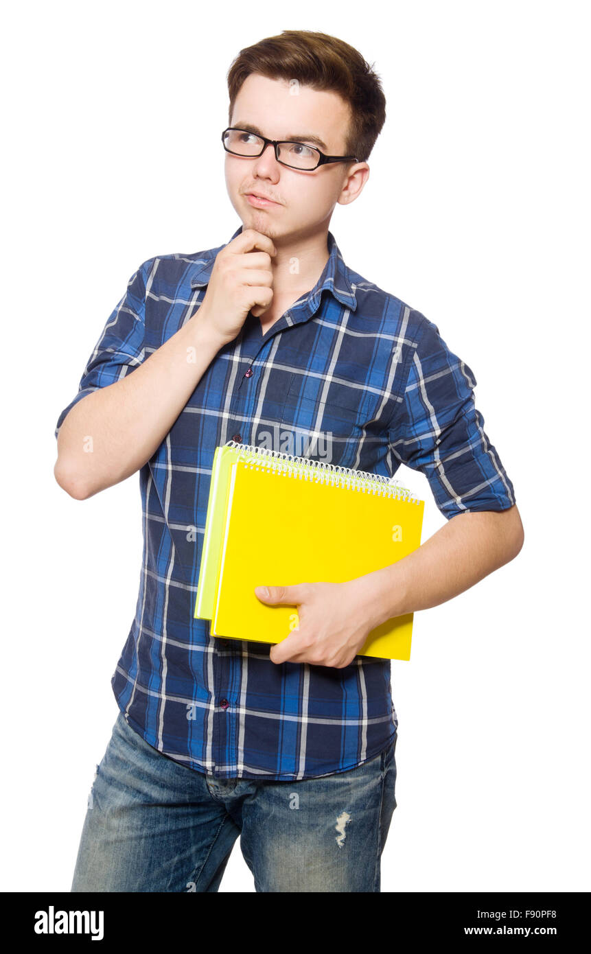 Funny student isolated on white Stock Photo - Alamy