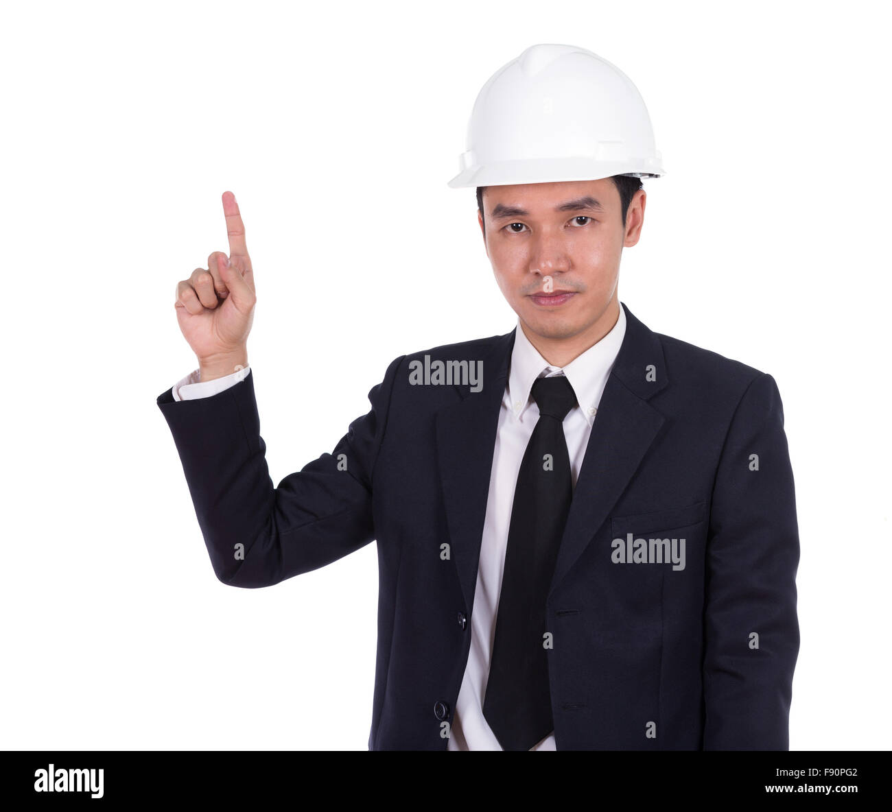 engineer in suit with helmet isoalted on white background Stock Photo ...