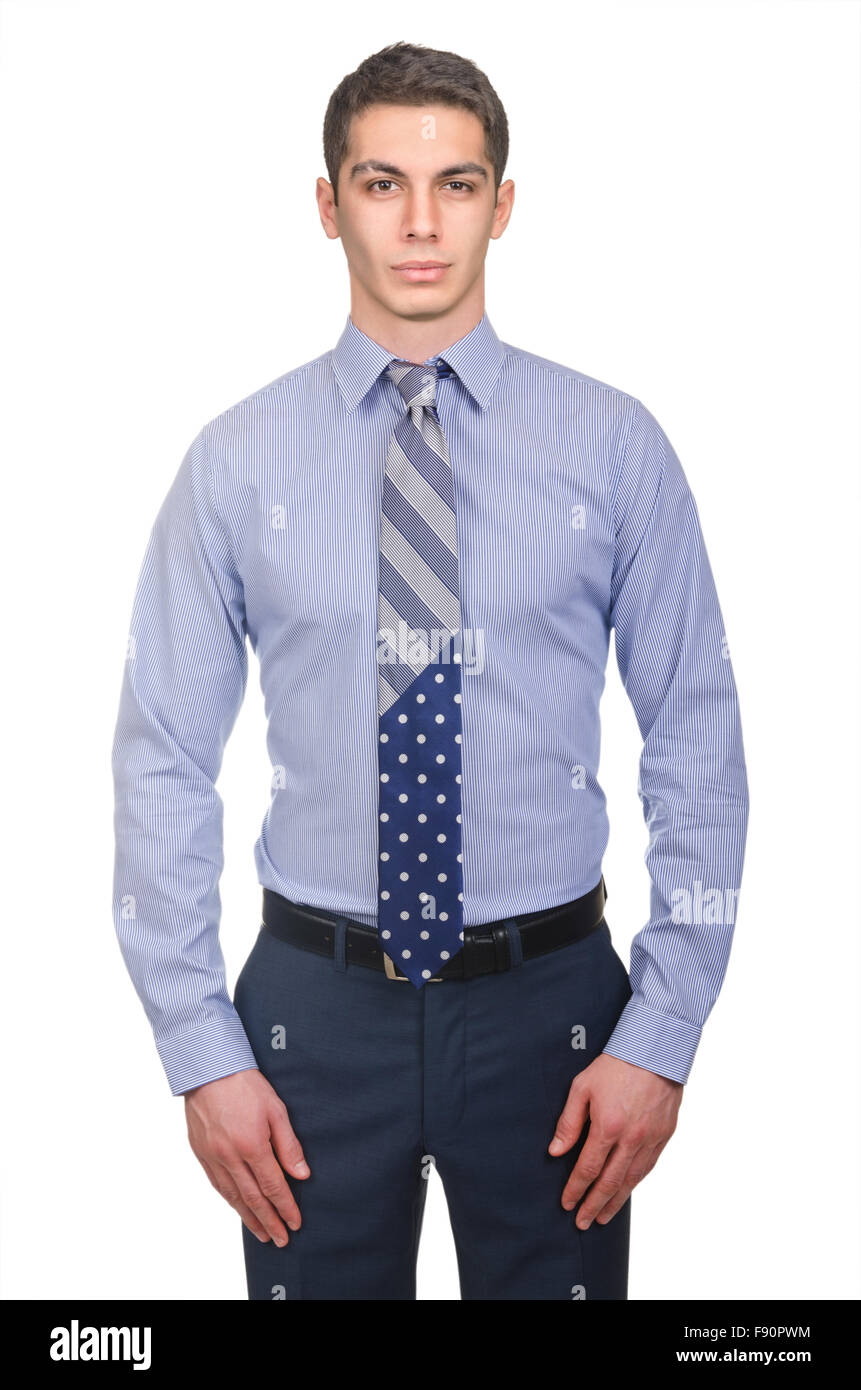 Male model with shirt isolated on white Stock Photo - Alamy