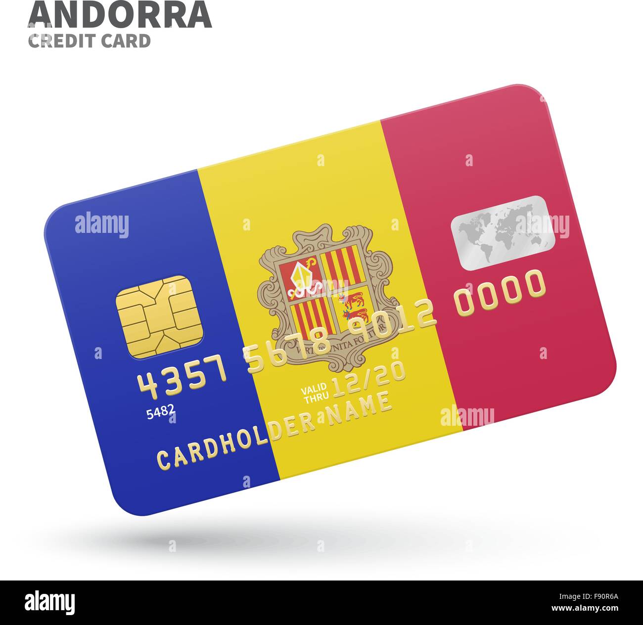Credit card with Andorra flag background for bank, presentations and ...