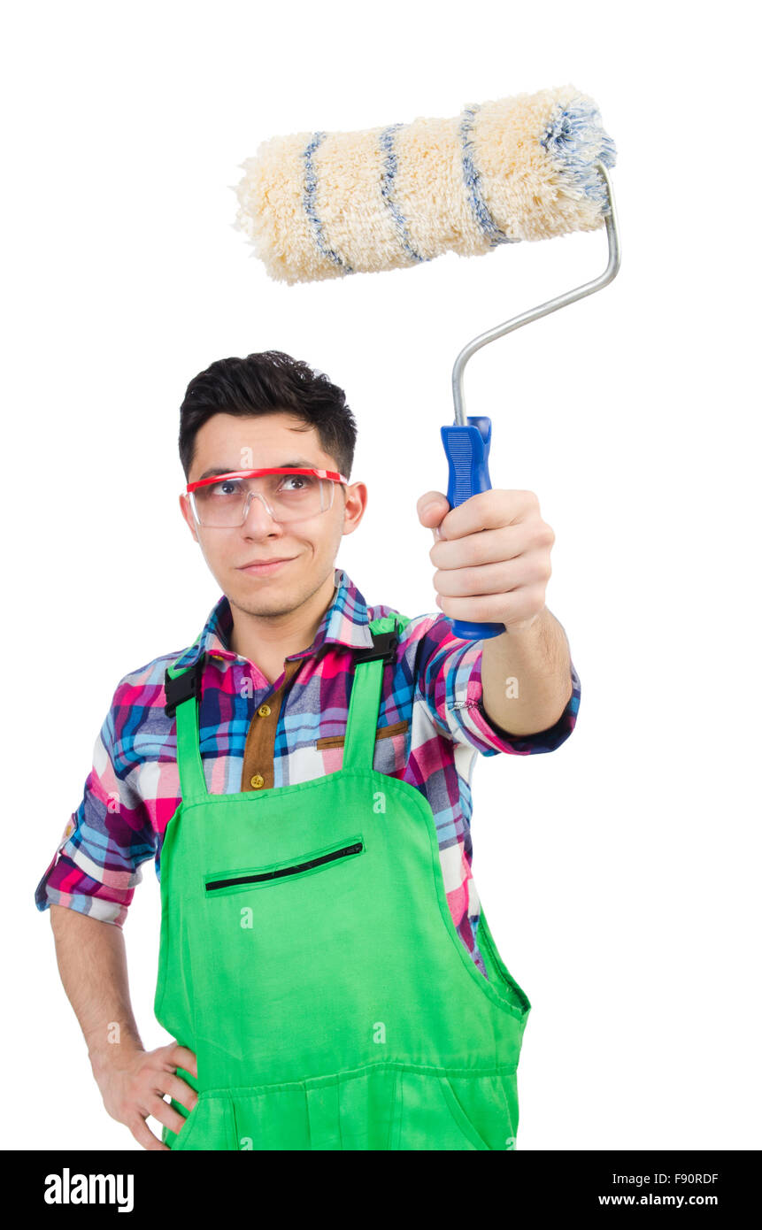 Funny painter isolated on white Stock Photo - Alamy Funny painter isolated on white Stock Photo - Alamy