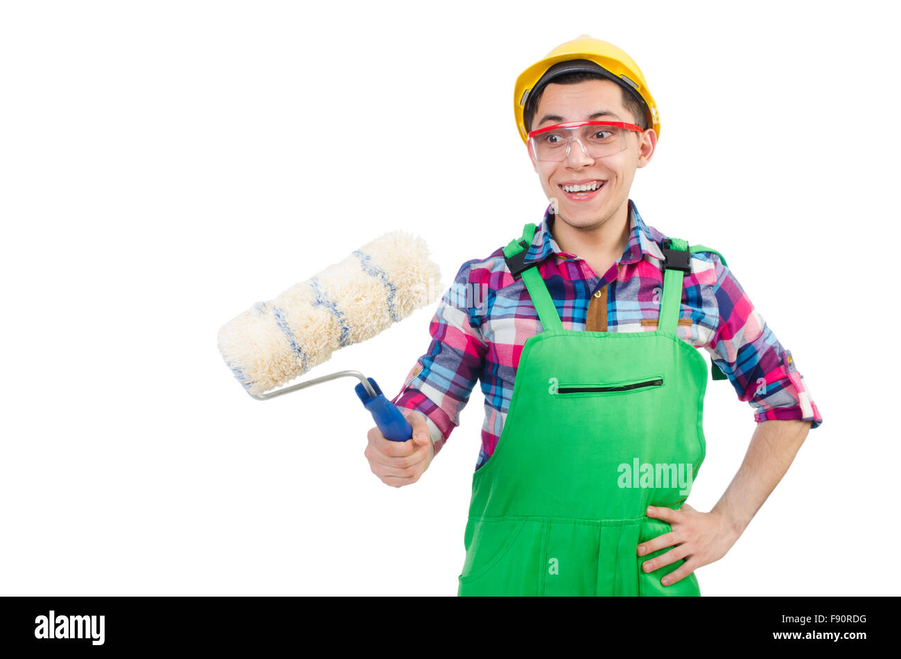 Funny painter isolated on white Stock Photo - Alamy