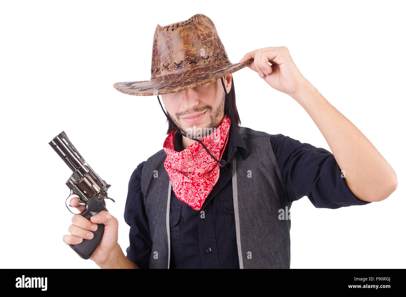 Cowboy isolated on the white background Stock Photo - Alamy