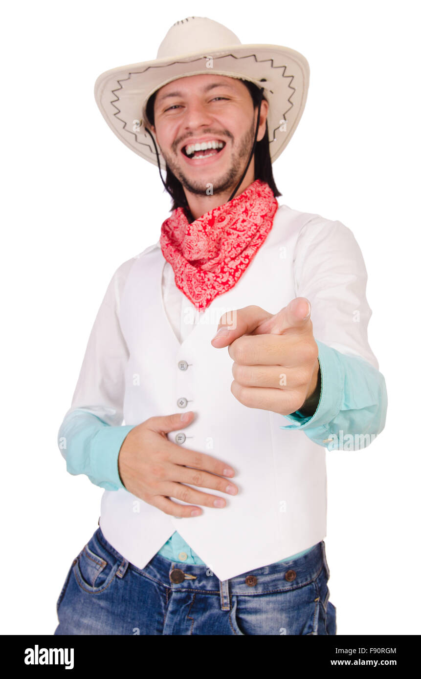 Cowboy isolated on the white background Stock Photo - Alamy