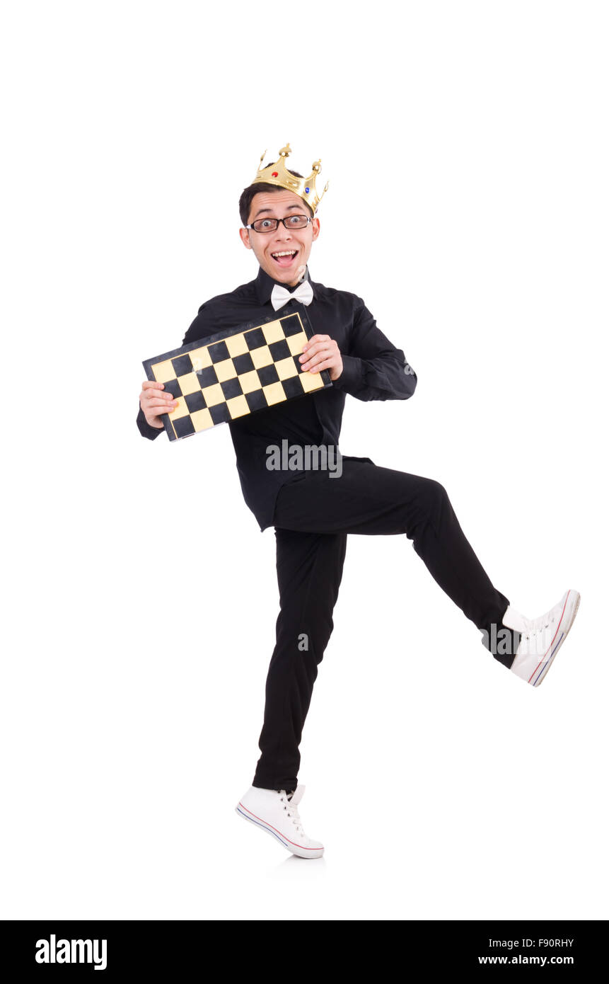 Funny chess player isolated on white Stock Photo - Alamy