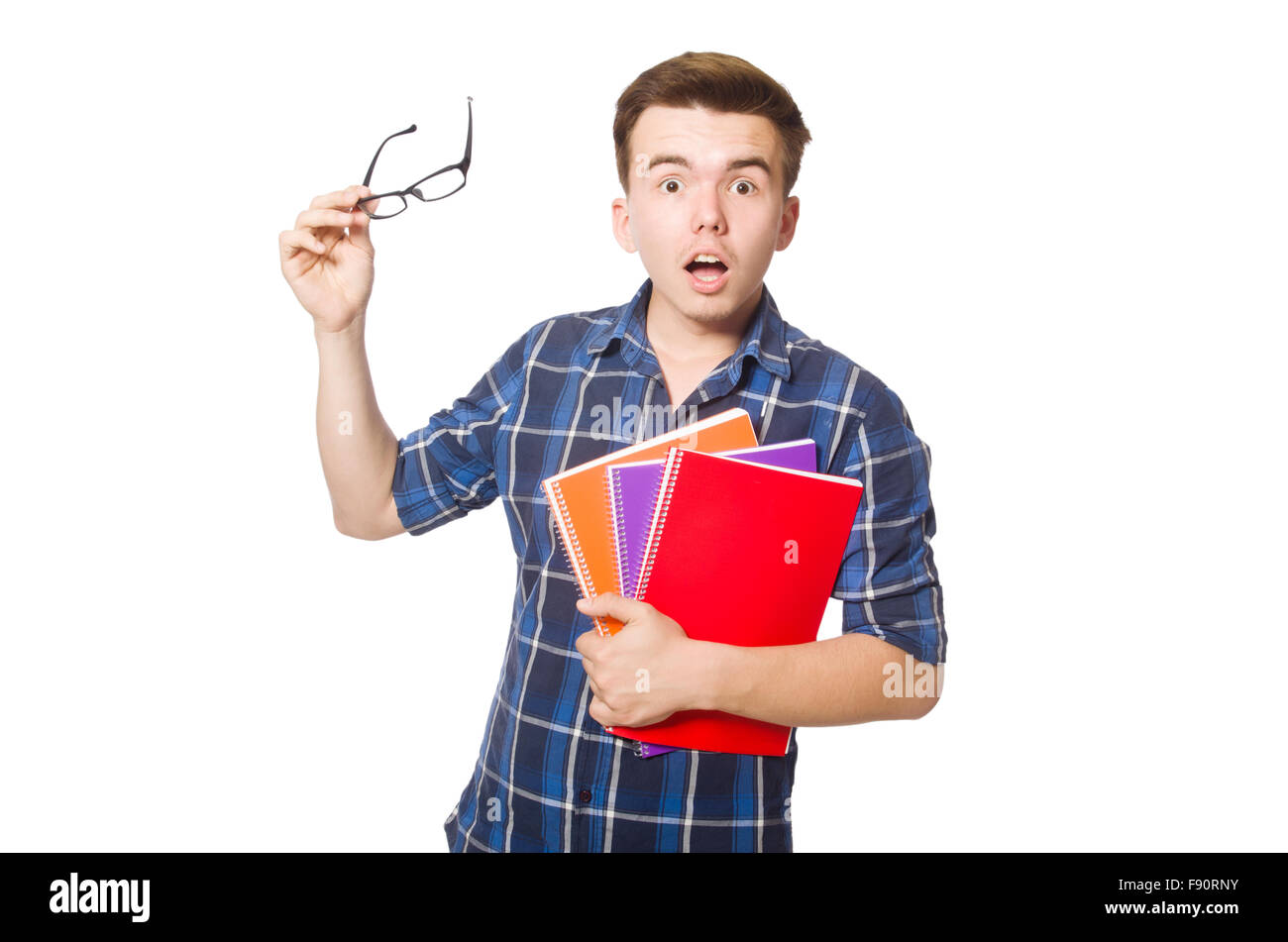 Funny student isolated on white Stock Photo - Alamy