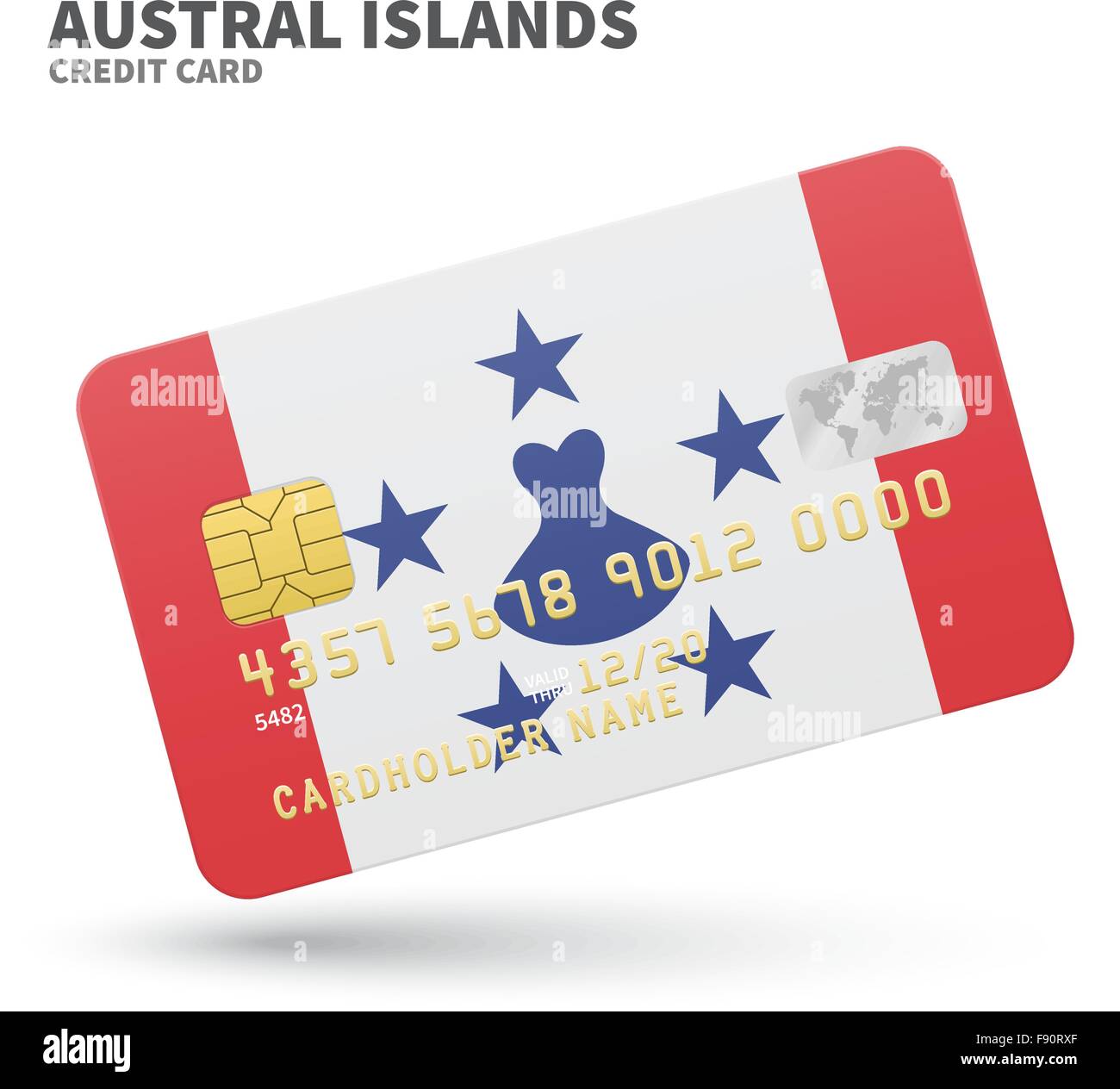 Credit card with Austral Islands flag background for bank ...