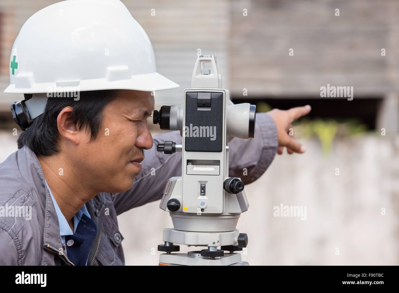 Engineers use tacheometer or theodolite for survey line columns for the ...