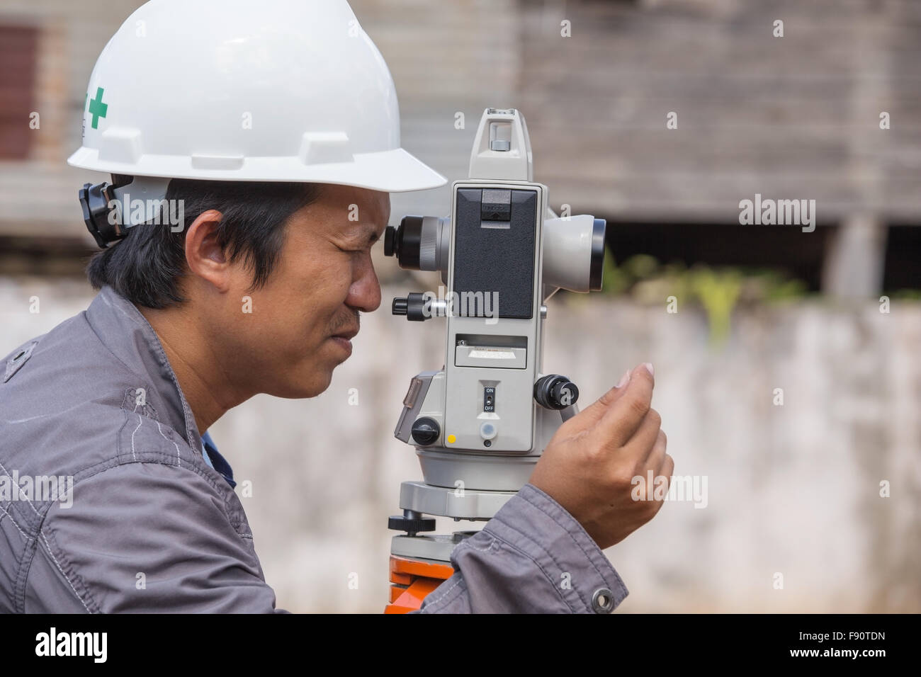 Engineers use tacheometer or theodolite for survey line columns for the ...