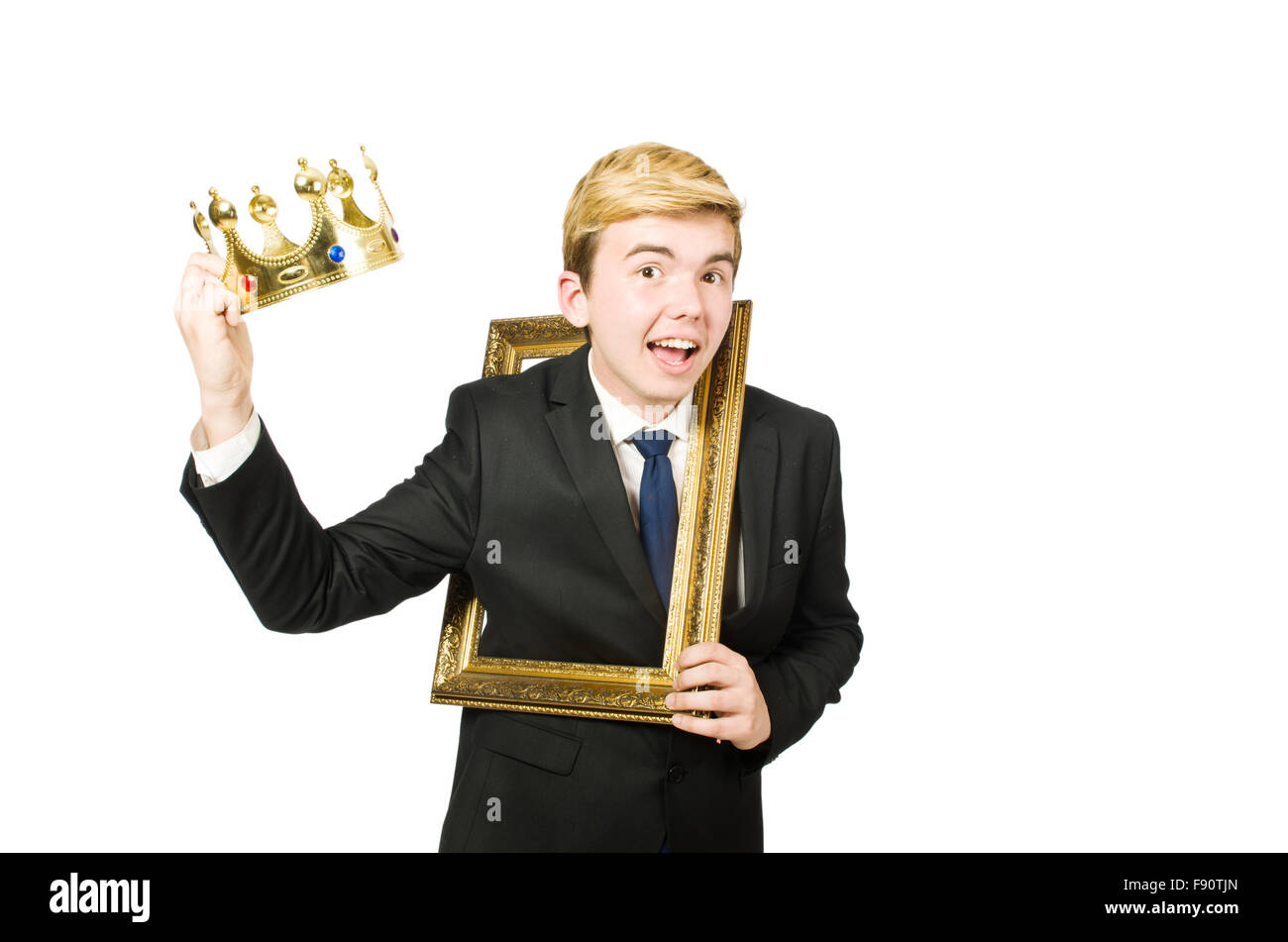 Man with picture frame isolated on the white Stock Photo - Alamy