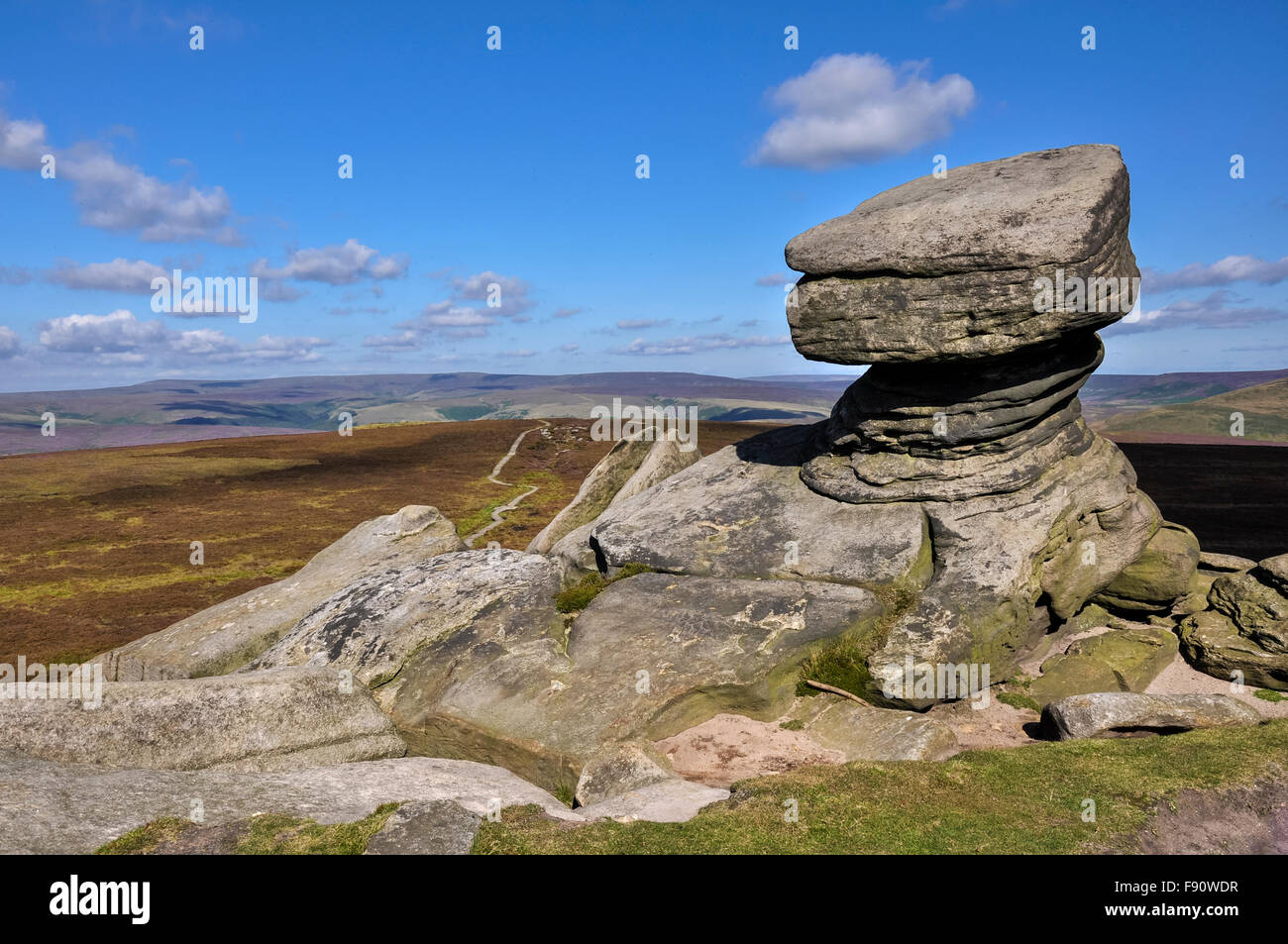 A rock formation at Back Tor, high on the hills at Derwent edge in the ...
