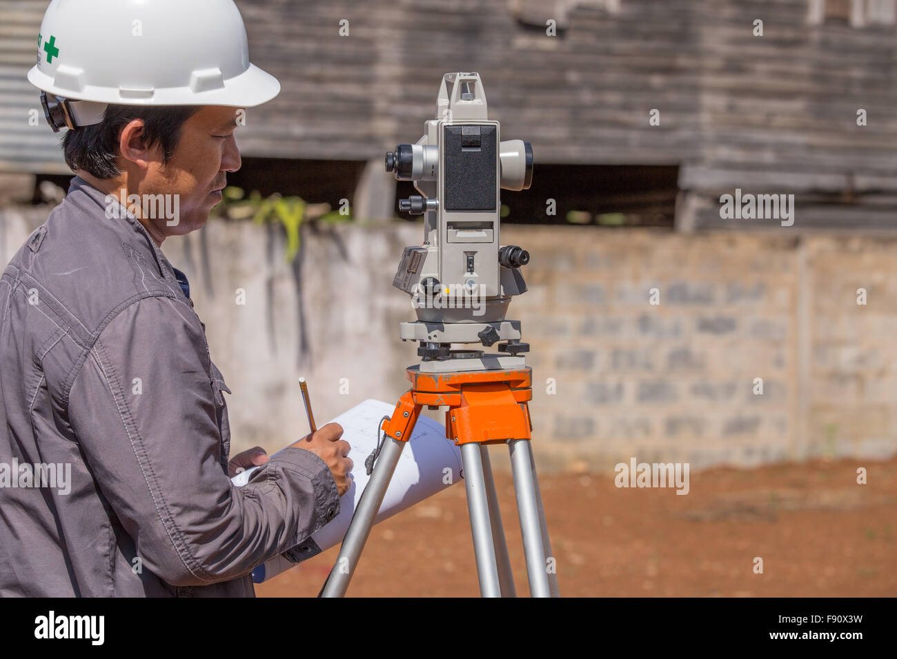 Engineers use tacheometer or theodolite for survey line columns for the ...