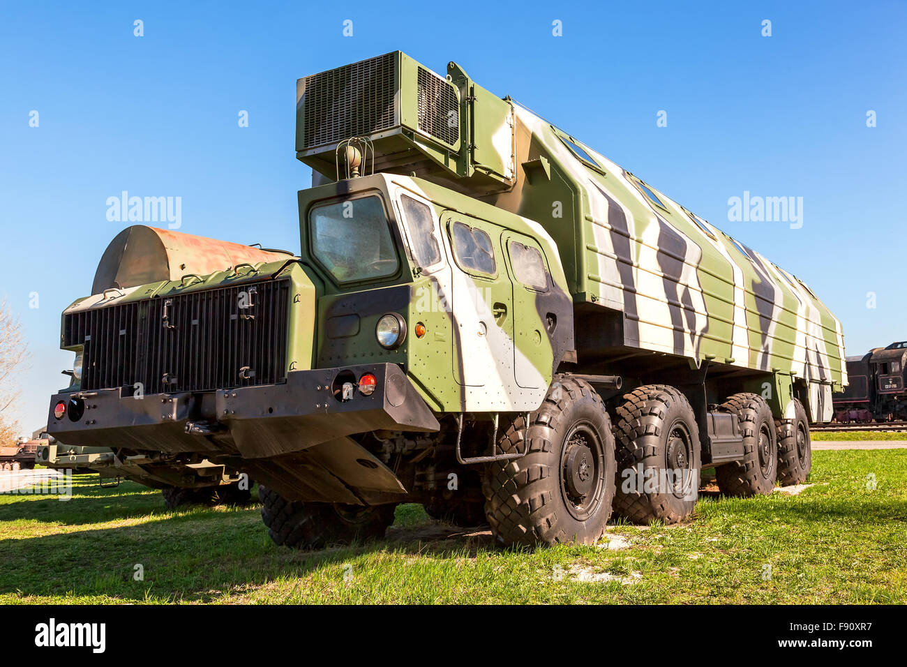 Heavy army wheeled tractor at the technical museum in Togliatti, Russia ...