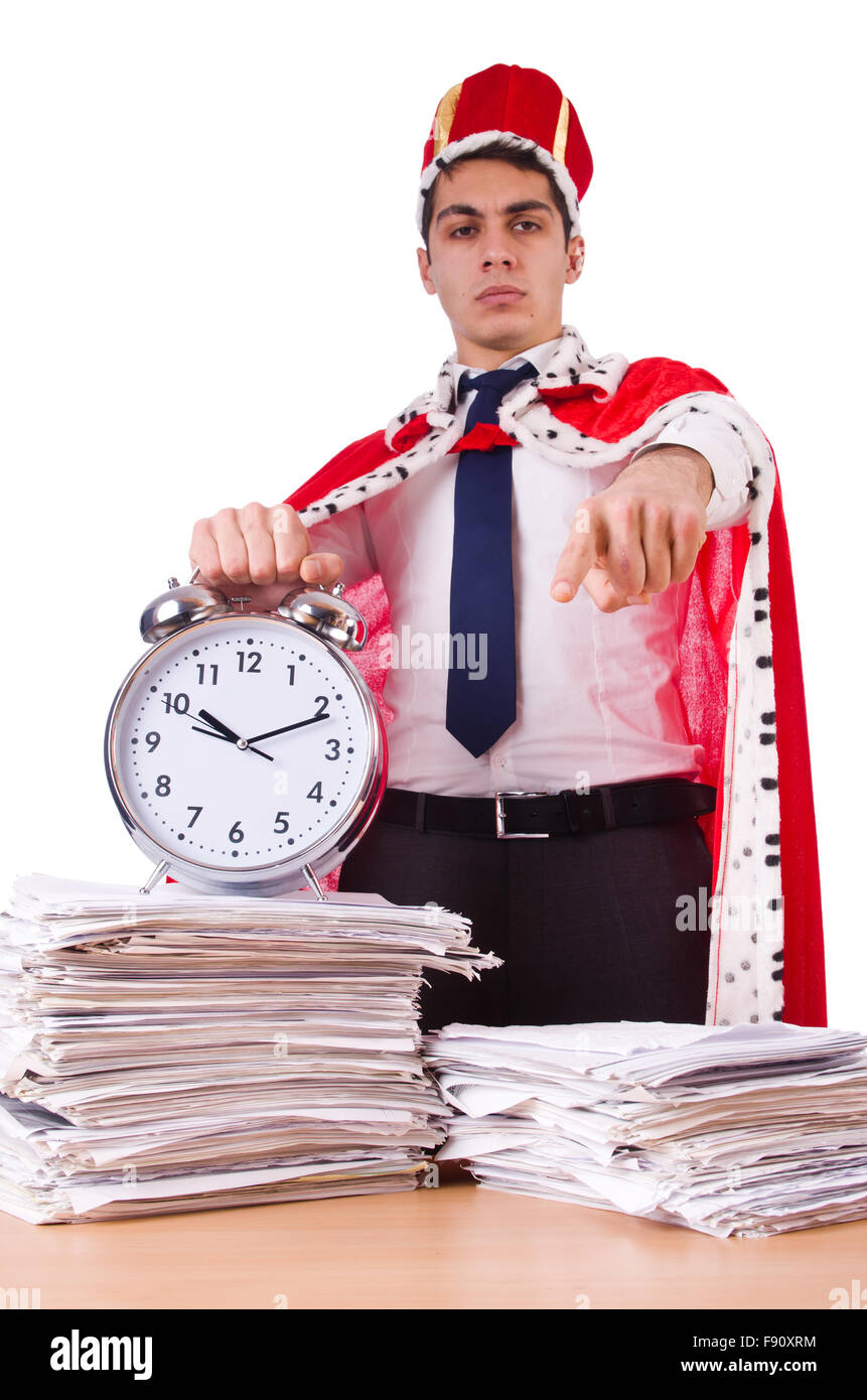 King businessman with lots of paperwork Stock Photo - Alamy