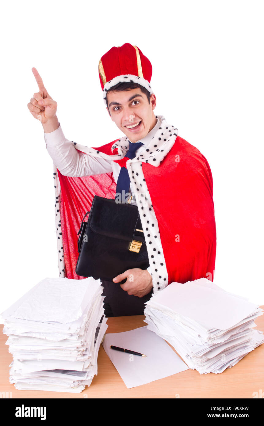 King businessman with lots of paperwork Stock Photo - Alamy