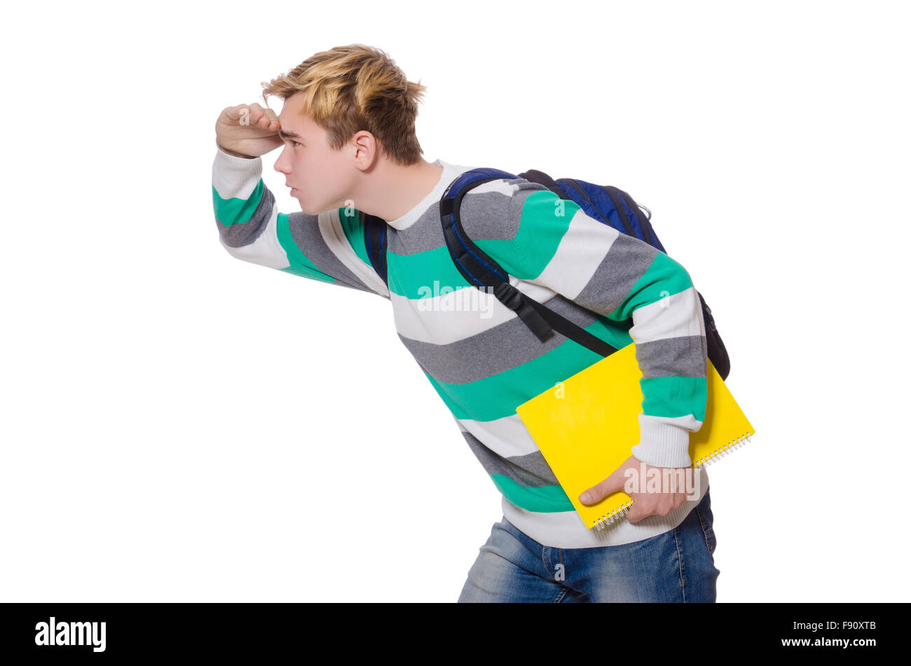 Young student isolated on the white background Stock Photo - Alamy
