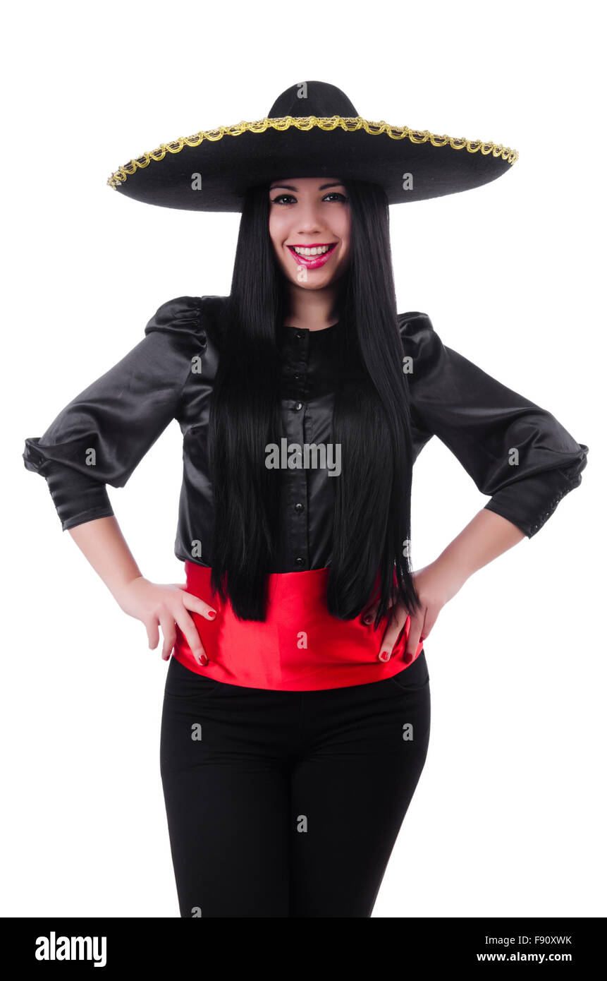 Mexican woman isolated on the white background Stock Photo - Alamy