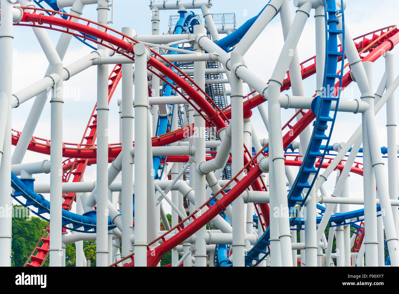 Railway of roller coaster in amusement park Stock Photo - Alamy