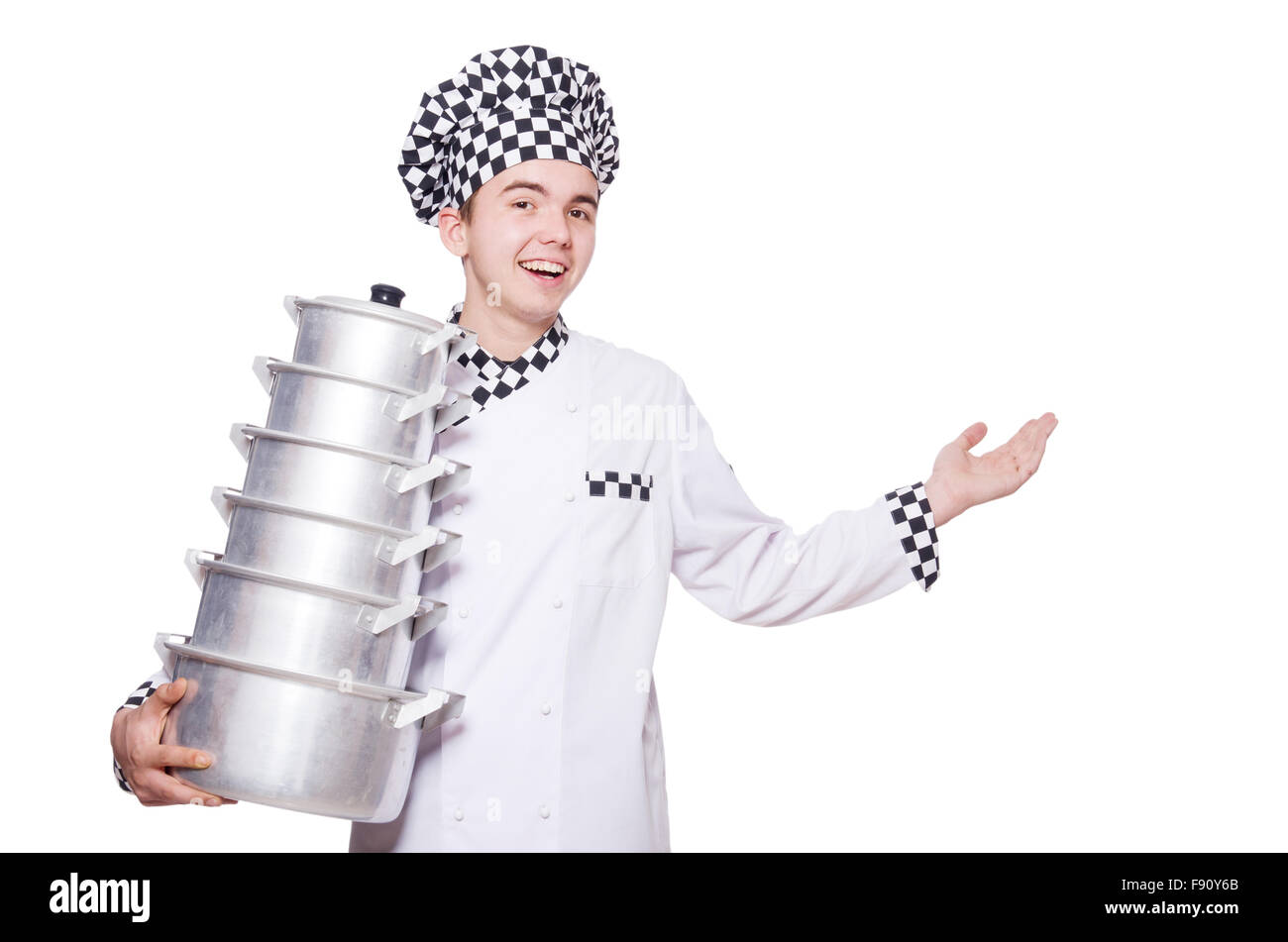 Funny male cook isolated on white Stock Photo - Alamy