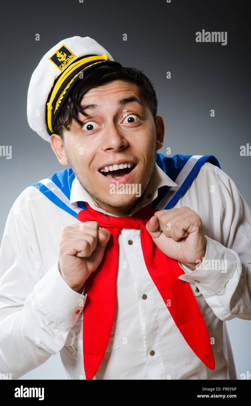 Funny captain sailor wearing hat Stock Photo - Alamy