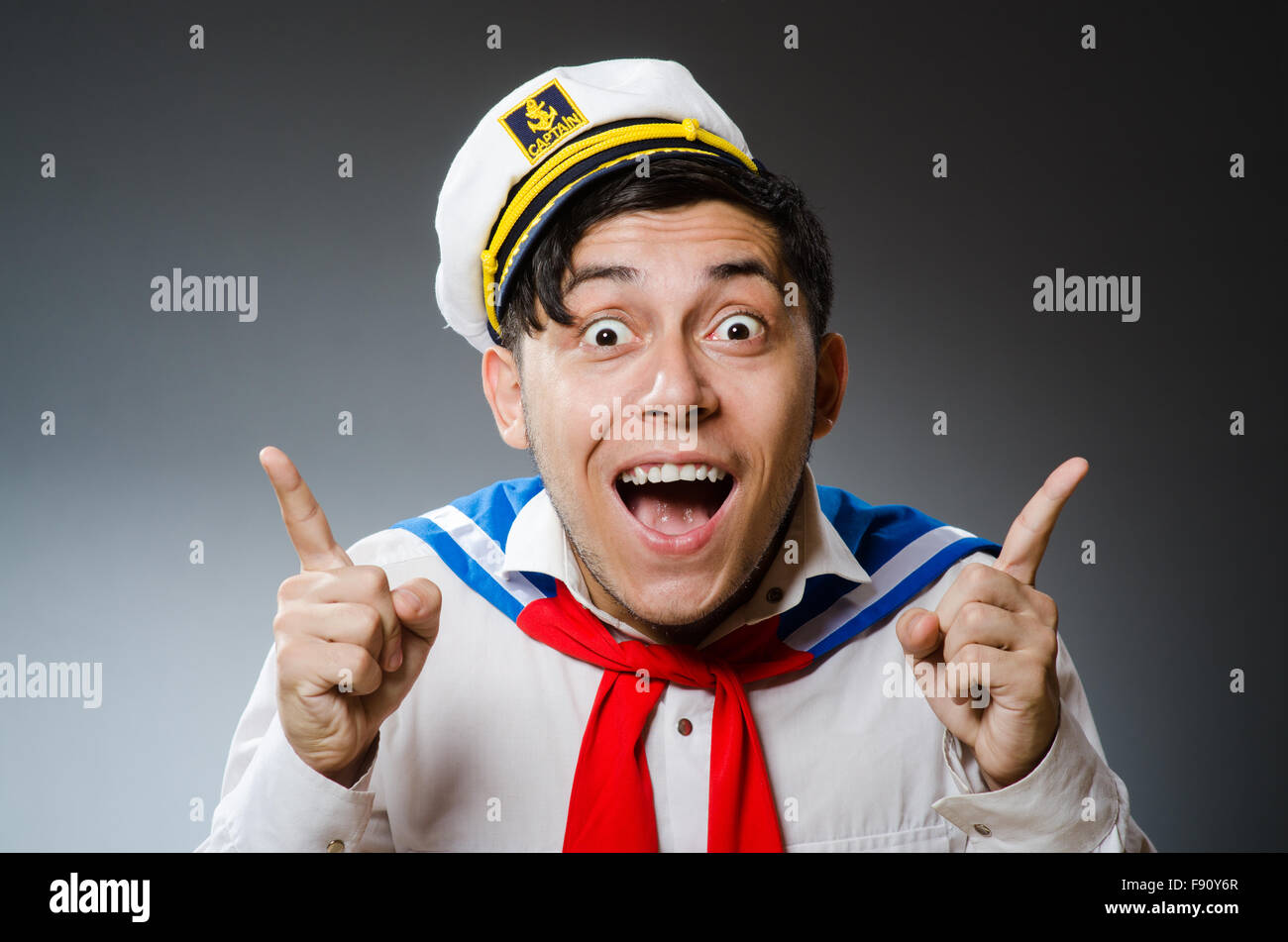 Funny captain sailor wearing hat Stock Photo - Alamy