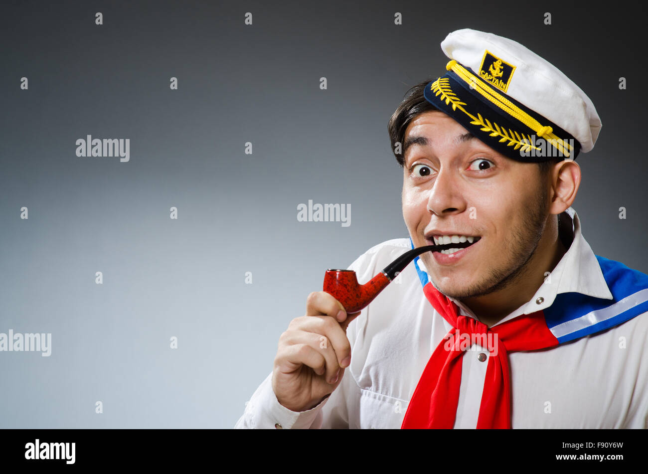 Funny captain sailor wearing hat Stock Photo - Alamy