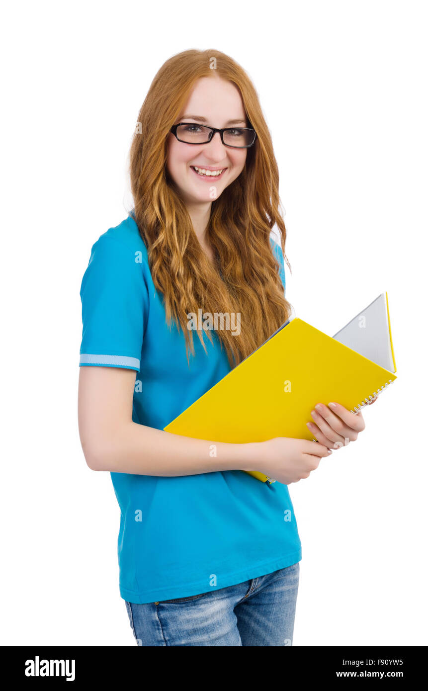 Young student isolated on the white background Stock Photo - Alamy