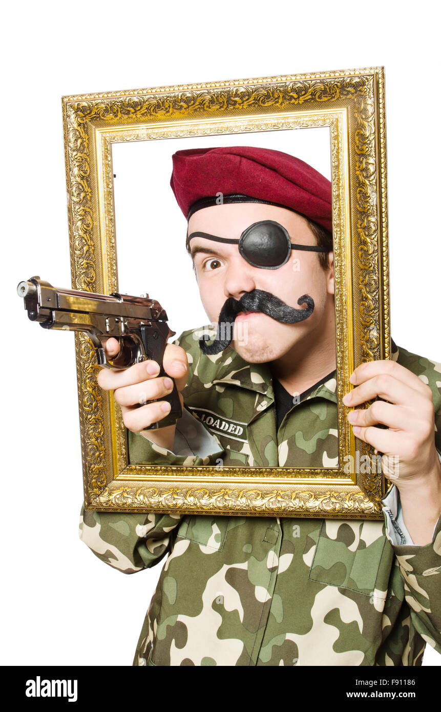 Funny soldier in military concept Stock Photo - Alamy
