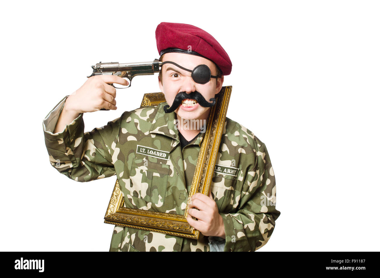 Funny soldier in military concept Stock Photo - Alamy