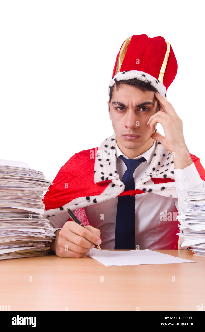 King businessman with lots of paperwork Stock Photo - Alamy