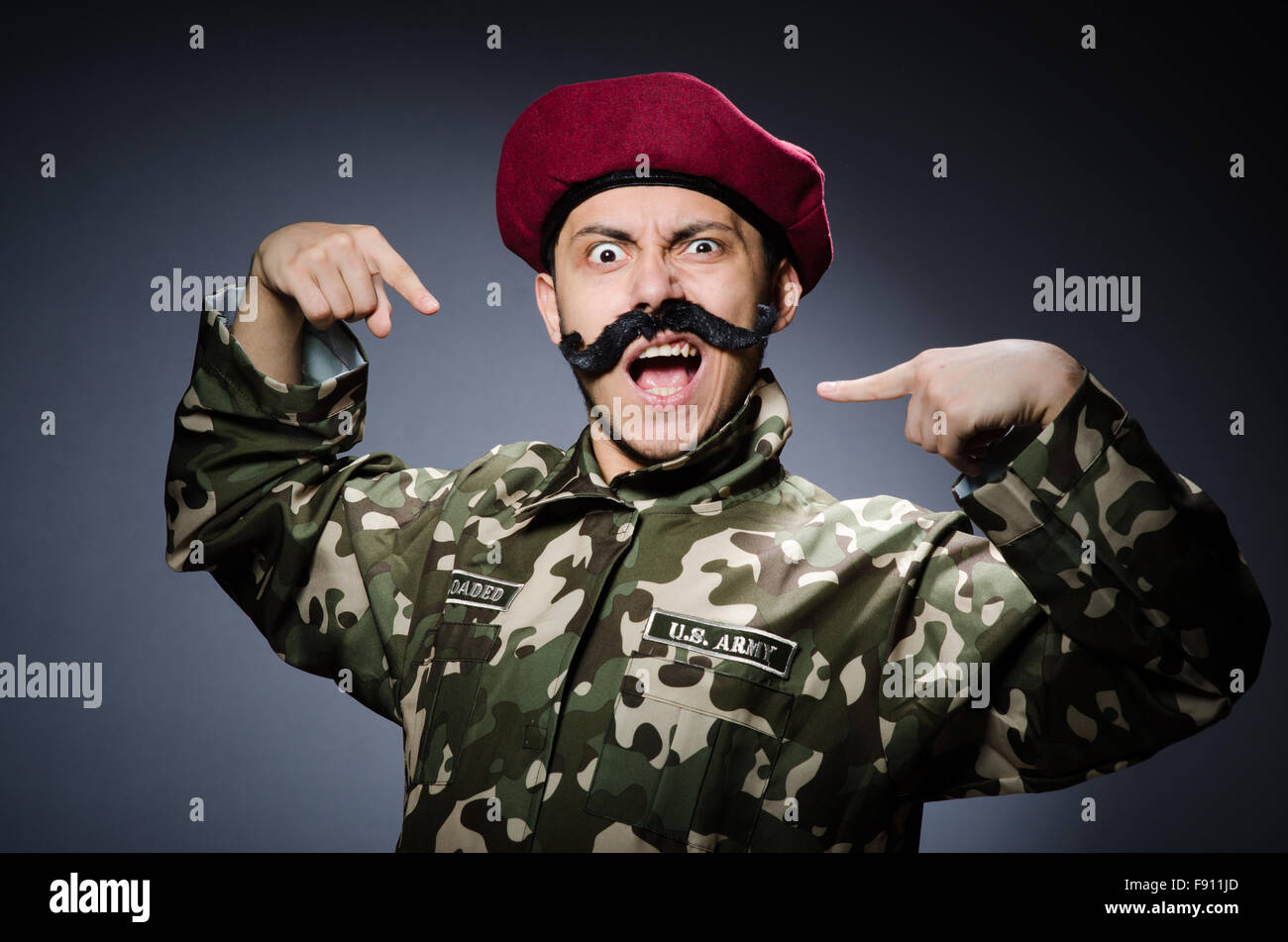 Funny soldier in military concept Stock Photo - Alamy