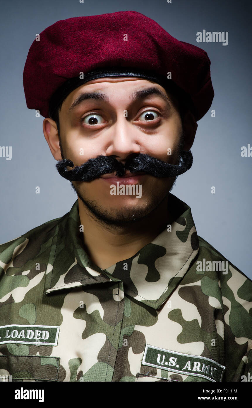 Funny soldier in military concept Stock Photo - Alamy