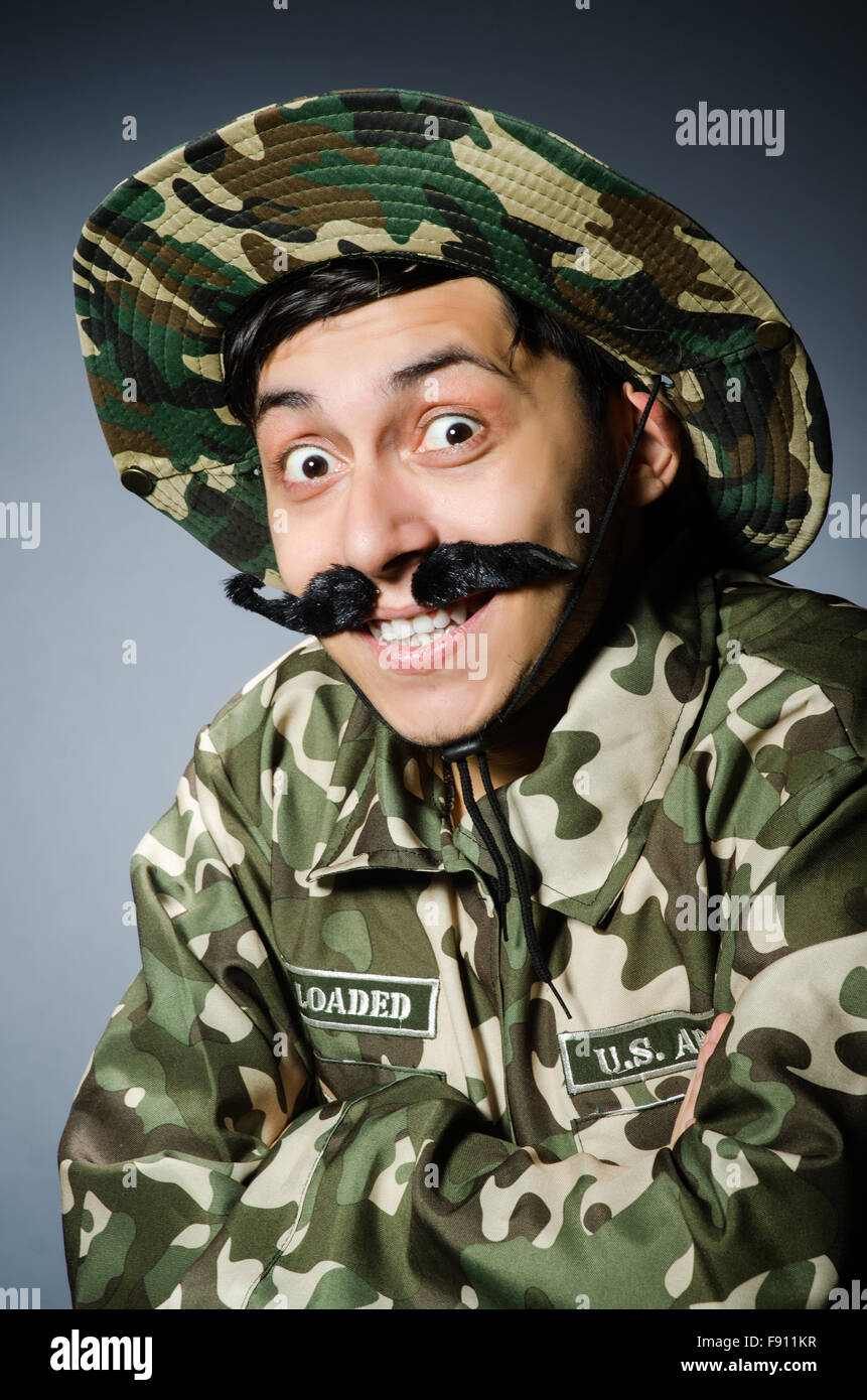 Funny soldier in military concept Stock Photo - Alamy
