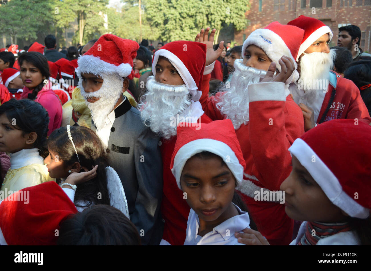 Lahore. 12th Dec, 2015. Pakistani Christian children dressed up as ...