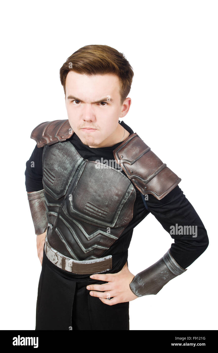 Funny warrior isolated on the white background Stock Photo - Alamy