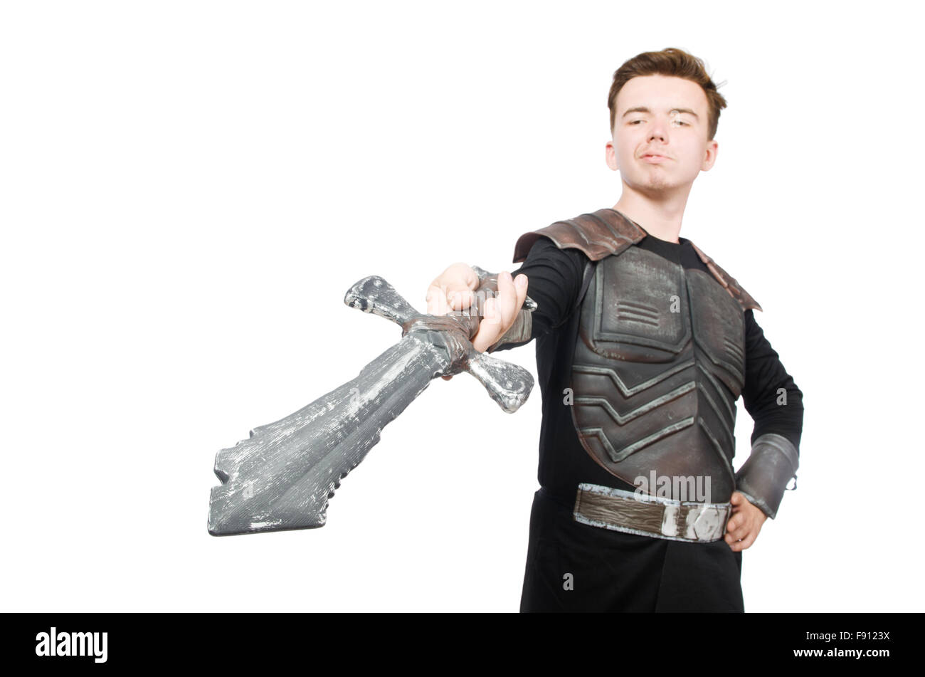 Funny knight isolated on the white background Stock Photo - Alamy