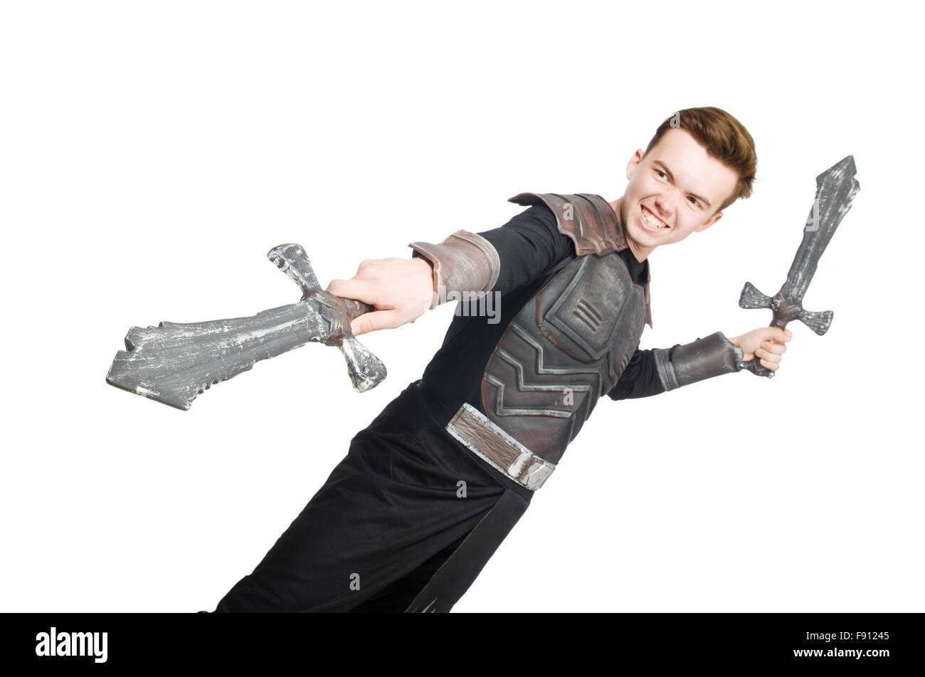 Funny knight isolated on the white background Stock Photo - Alamy