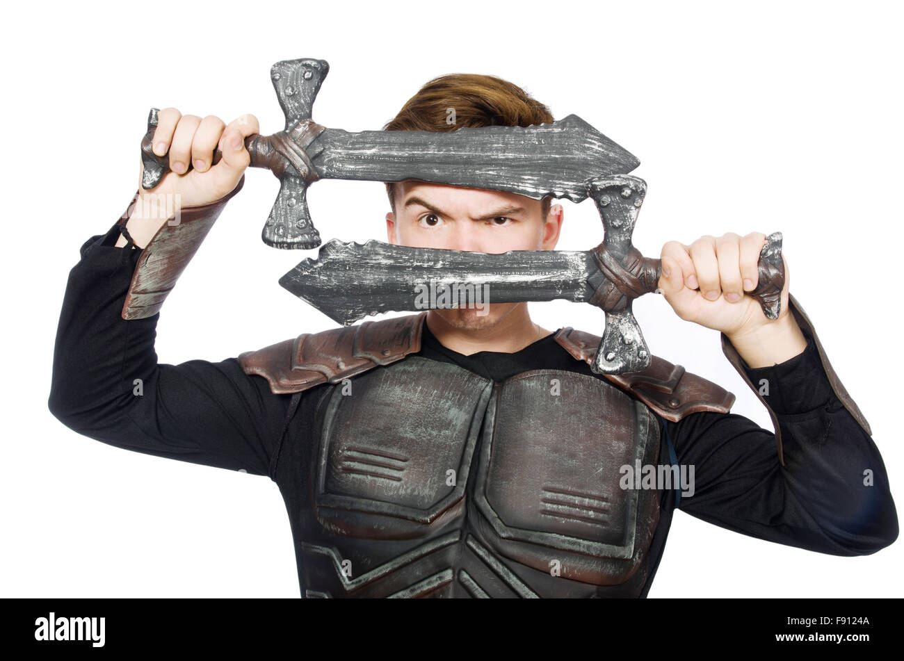 Funny knight isolated on the white background Stock Photo - Alamy