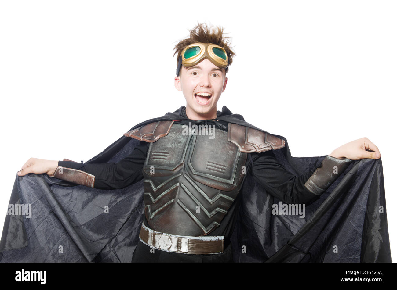 Funny pilot with goggles isolated on white Stock Photo - Alamy