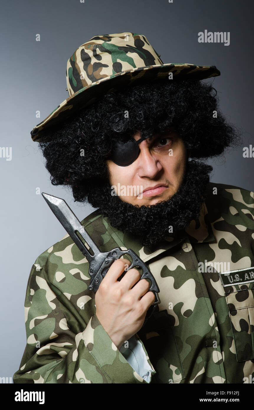 Funny soldier in military concept Stock Photo - Alamy