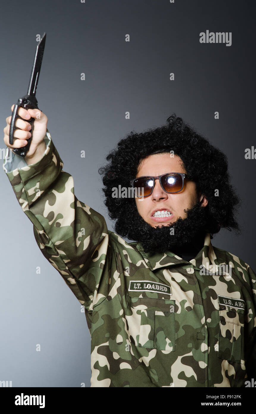 Funny soldier in military concept Stock Photo - Alamy