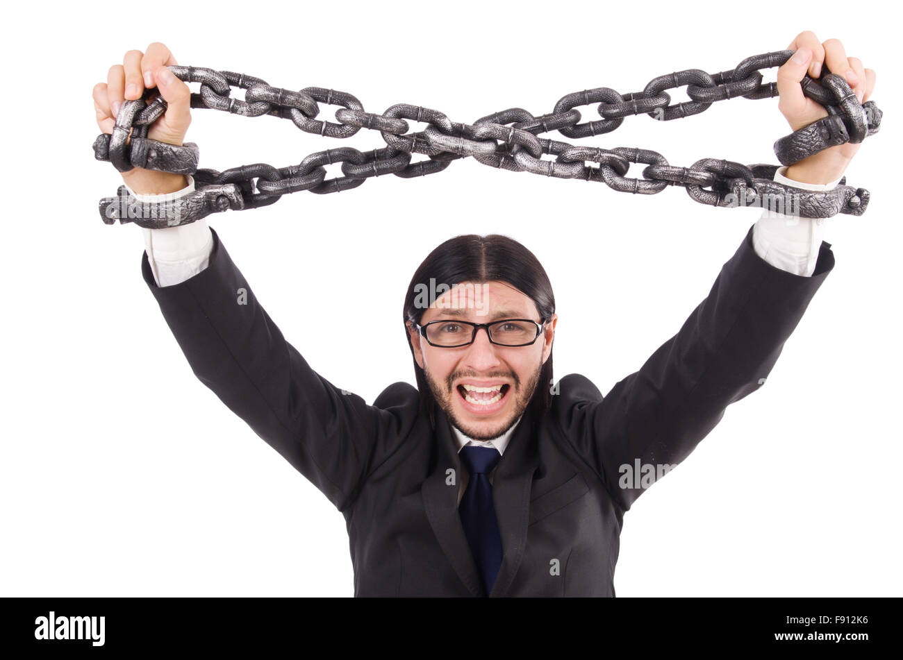 Man with chain isolated on the white Stock Photo - Alamy