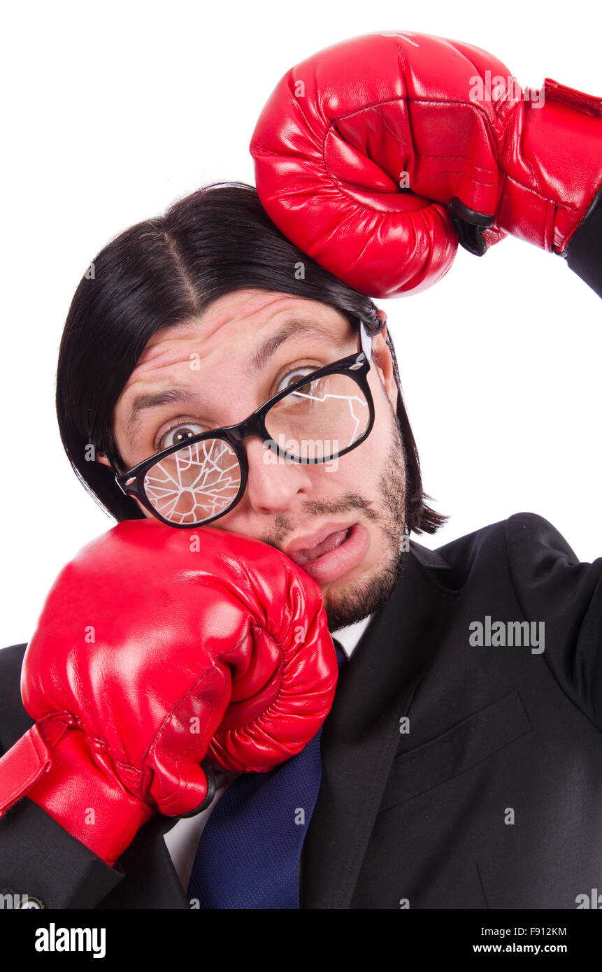 Businessman boxer isolated on the white Stock Photo - Alamy