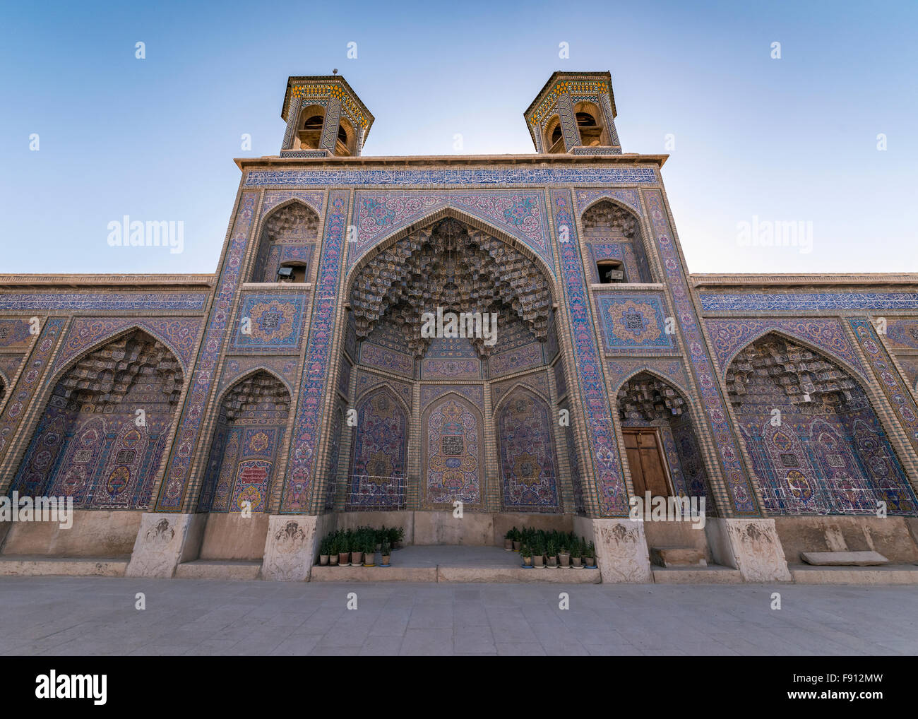 The Pink Mosque (Nasir ol Molk Mosque) courtyard, Shiraz, Fars Province ...