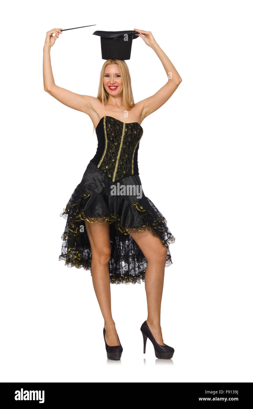 Woman doing tricks isolated on white Stock Photo - Alamy