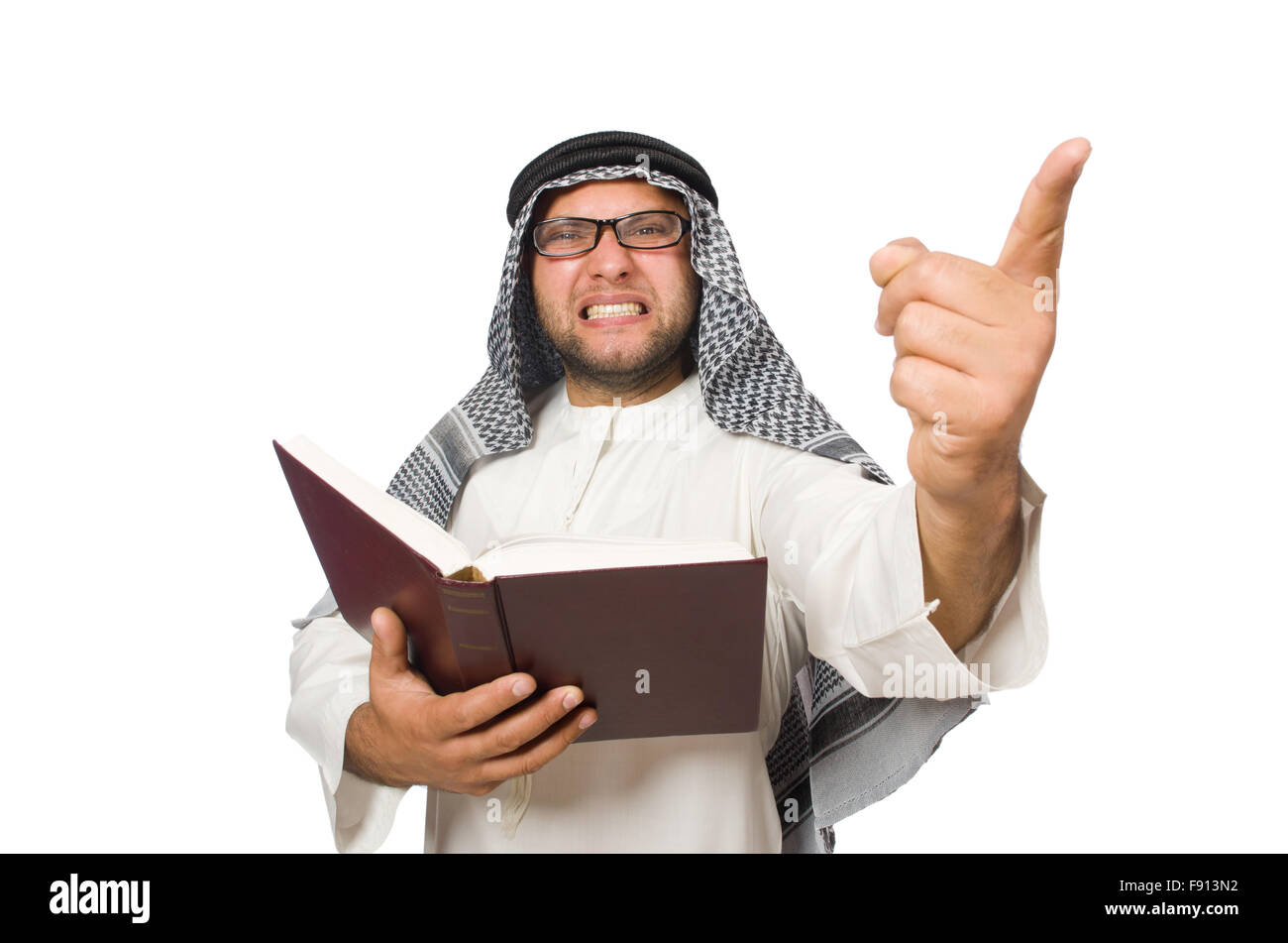 Concept with arab man isolated on white Stock Photo - Alamy