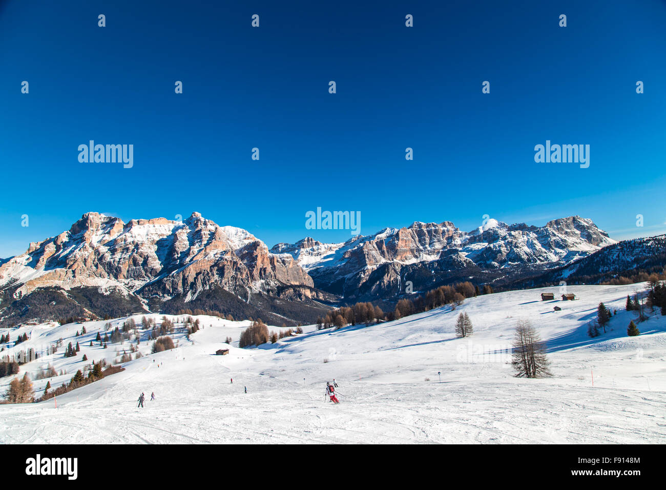 winter in the italian alps, with the ski slope full of snow Stock Photo ...